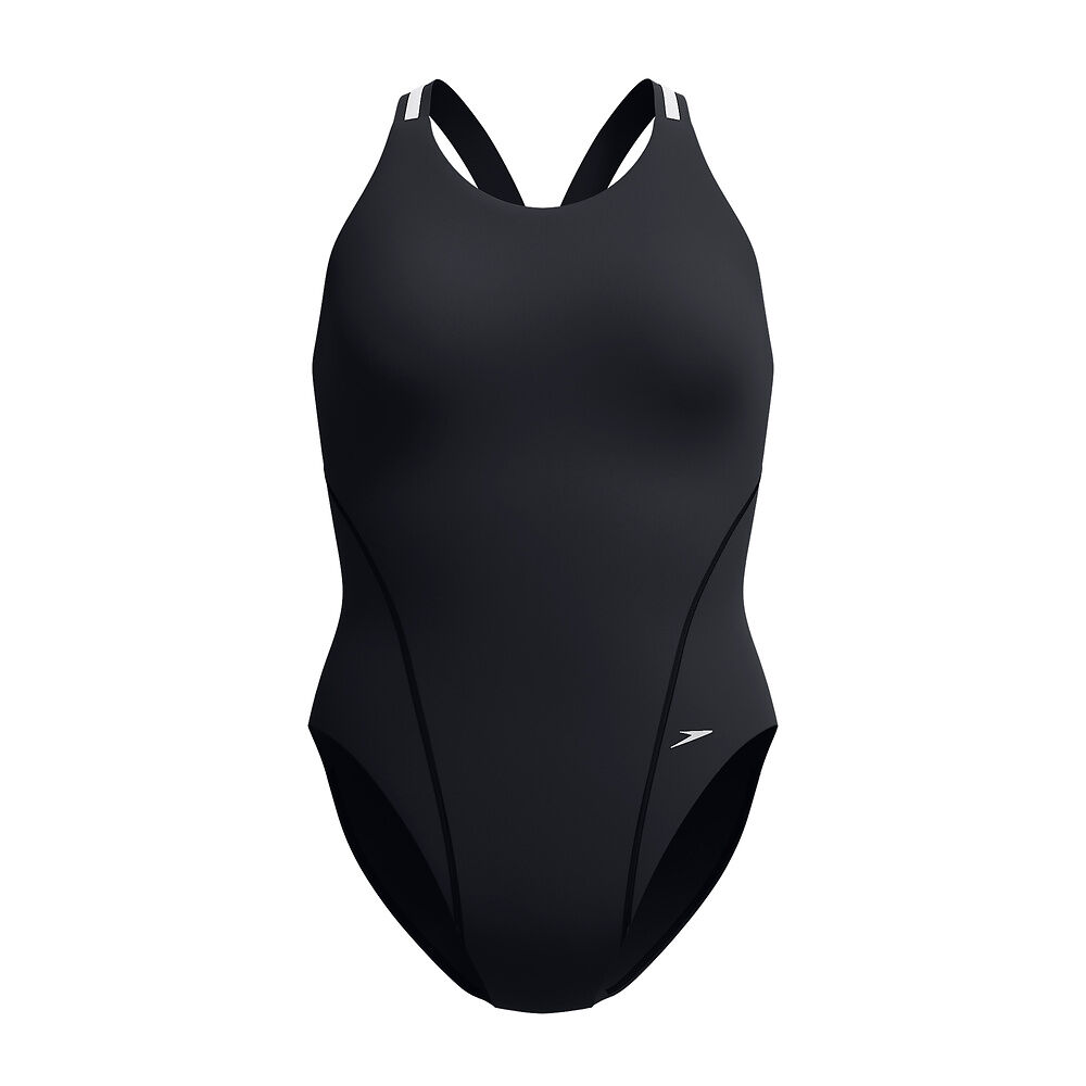 Womens Performance Back One Piece Black/Silver | One Piece Swimsuits ...