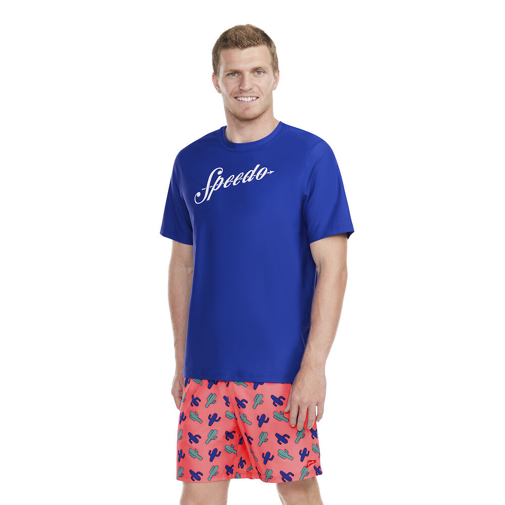 Mens Printed Short Sleeve Swim Tee True Cobalt | Rashies & Sun Tops ...