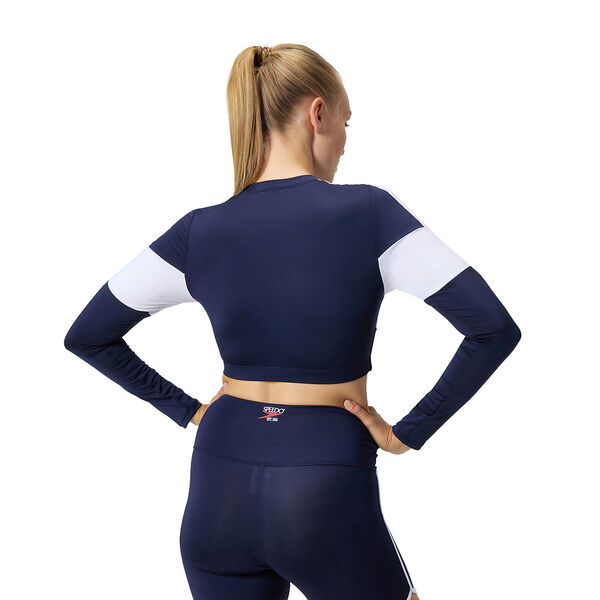 Womens Long Sleeve Crop Rashguard Top Navy Peacoat | Womens | Speedo ...